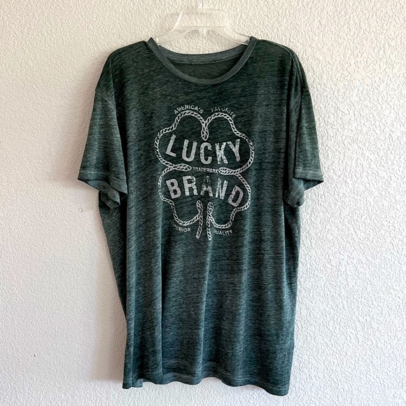 Lucky Brand | Tops | Lucky Brand Green Oversized Clover Logo Short ...